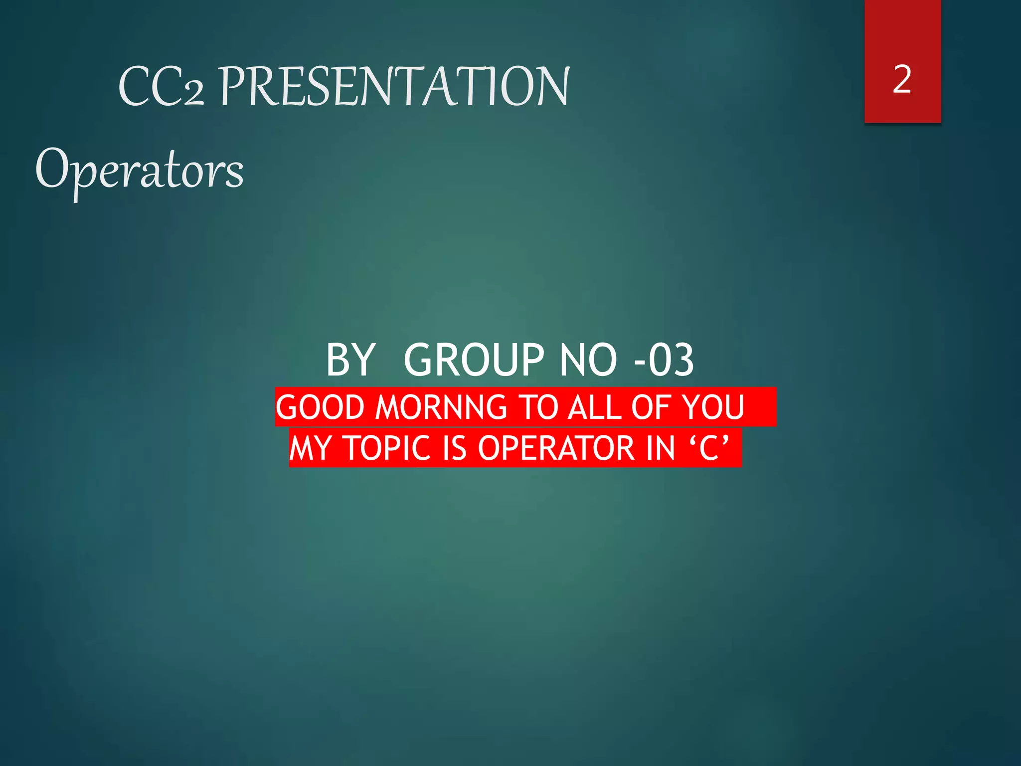 Operator In C Language Ppt