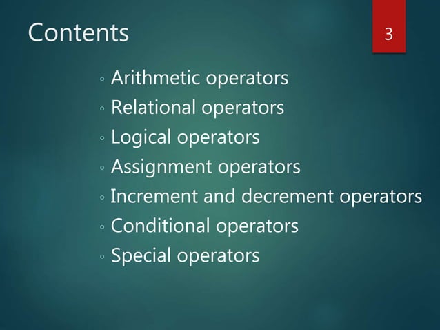 Operator in C language | PPT