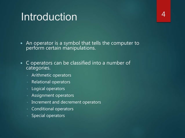 Operator in C language | PPT