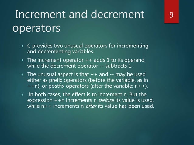 Operator in C language | PPT