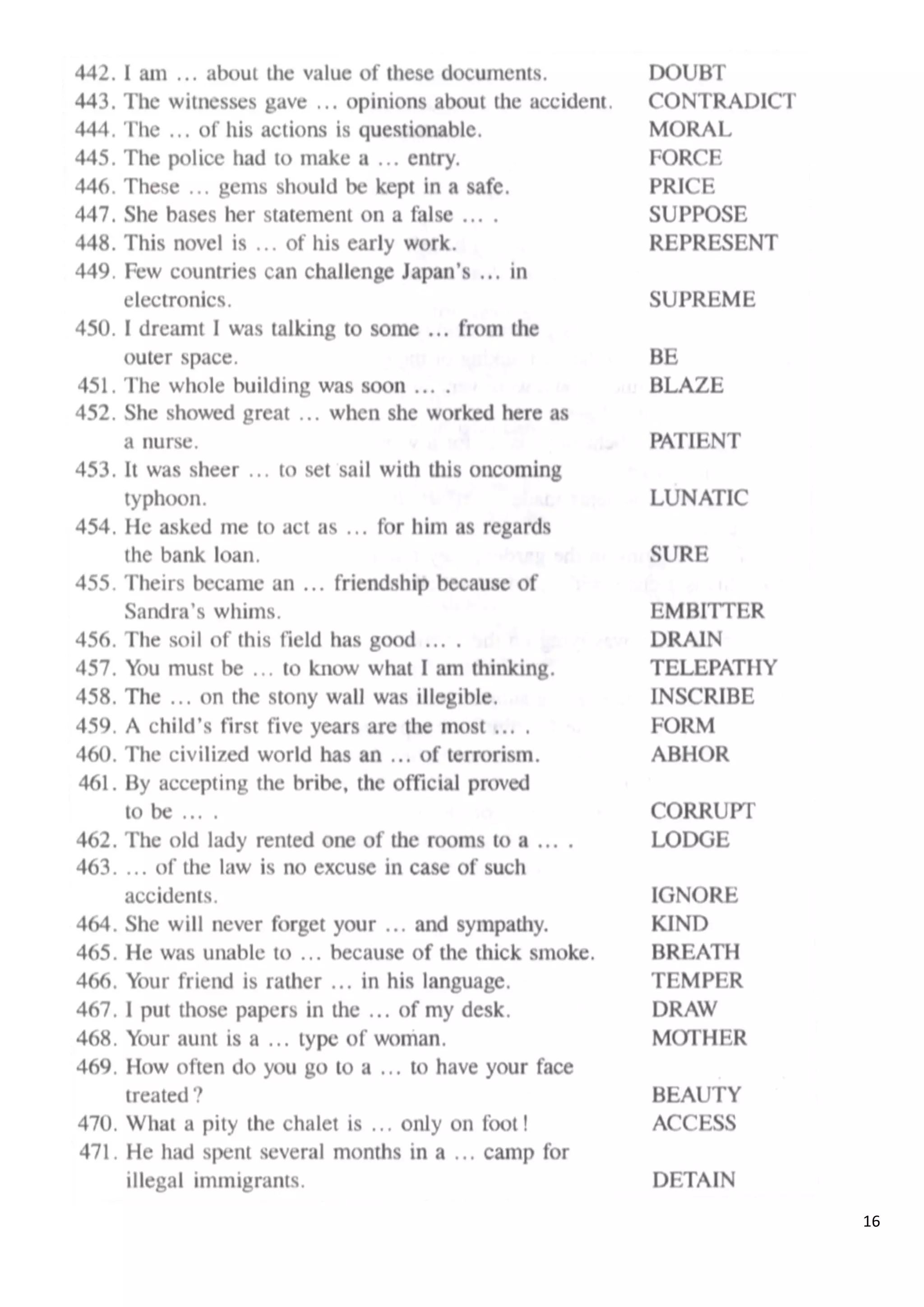 Cpe word formation_-_1000_sentences_with_answers | PDF