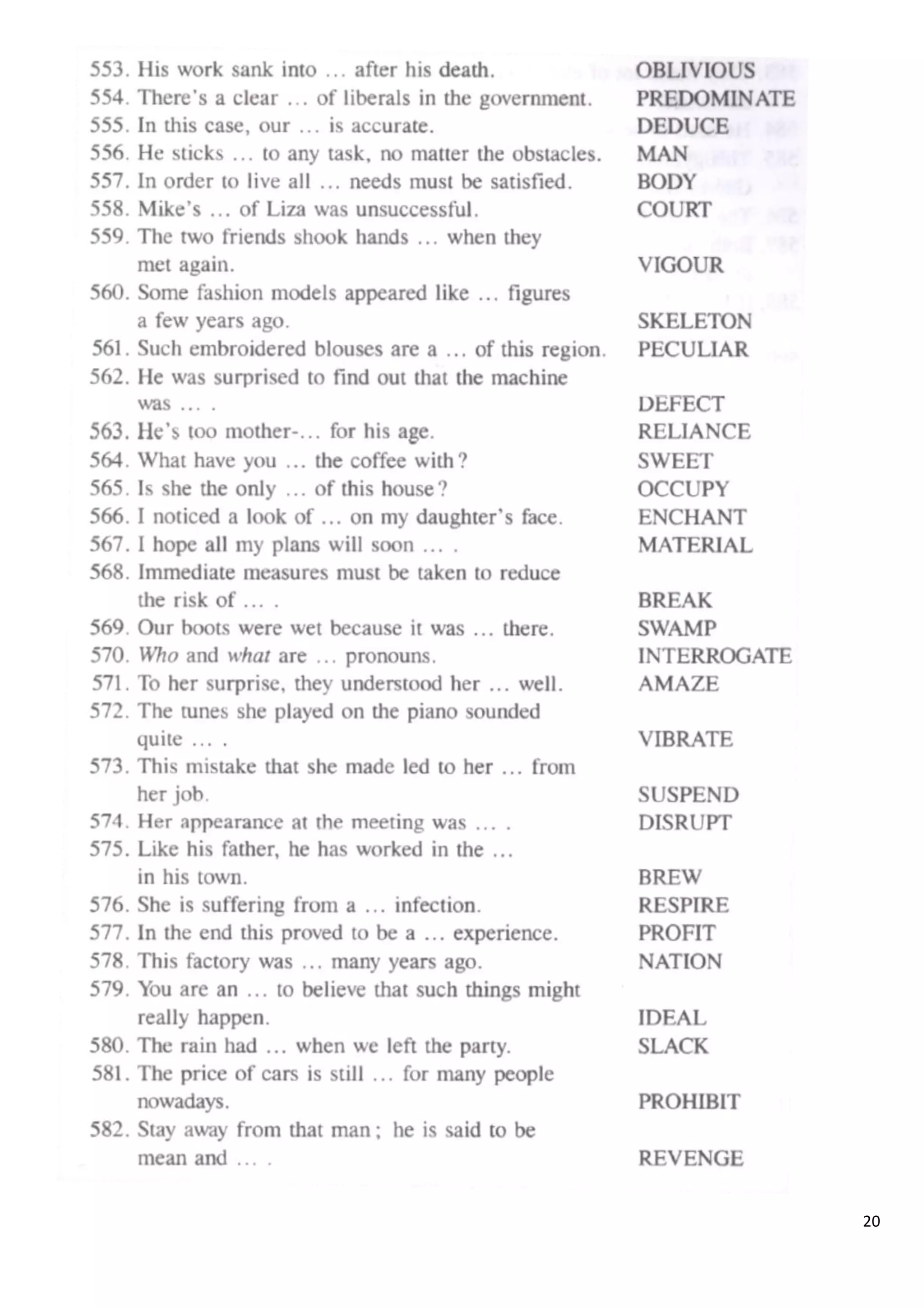 Cpe word formation_-_1000_sentences_with_answers | PDF