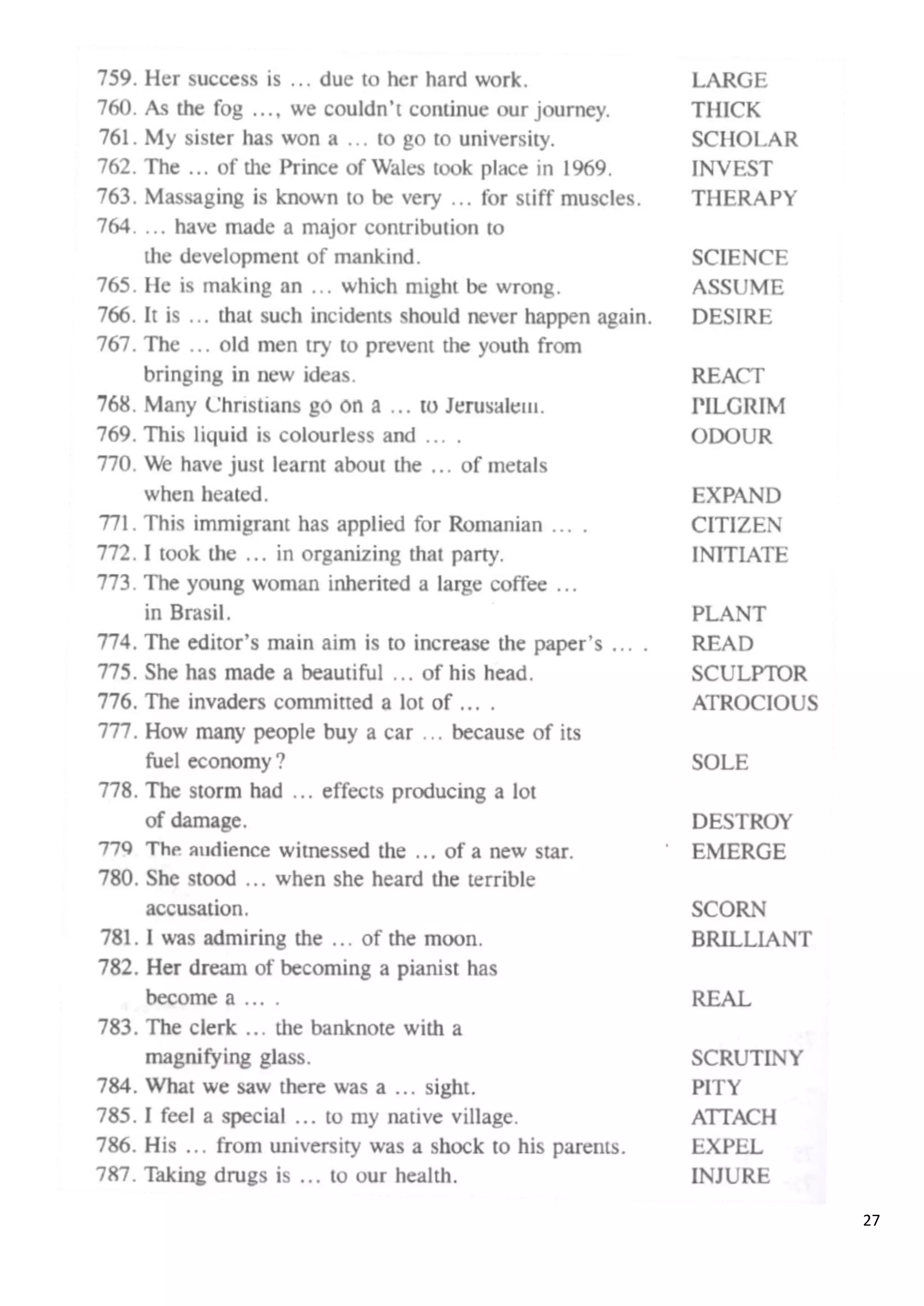 Cpe word formation_-_1000_sentences_with_answers | PDF