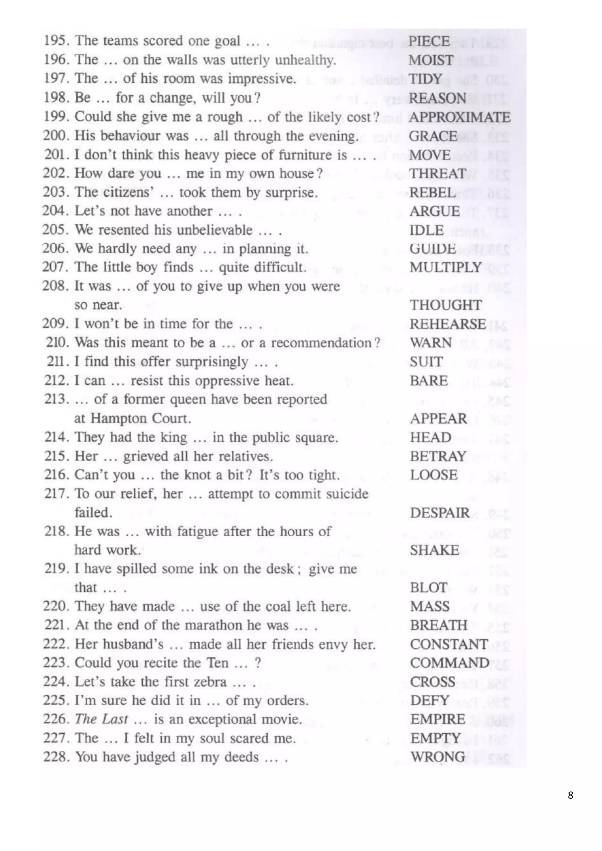 Cpe word formation_-_1000_sentences_with_answers | PDF