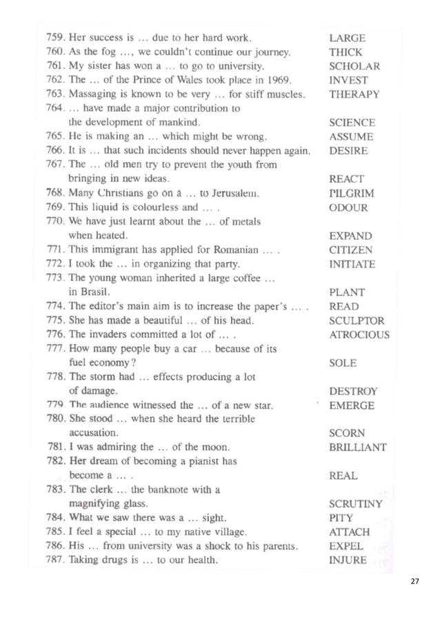 Cpe word formation_-_1000_sentences_with_answers | PDF