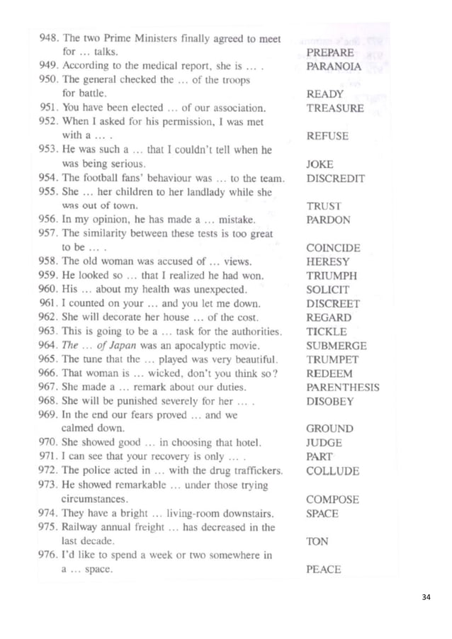 Cpe word formation_-_1000_sentences_with_answers | PDF