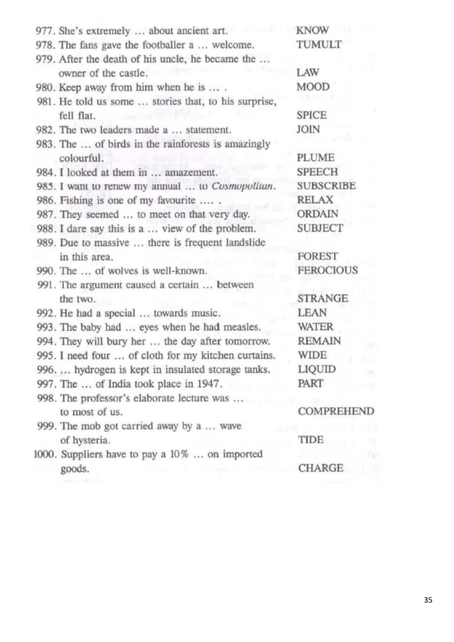 Cpe word formation_-_1000_sentences_with_answers | PDF