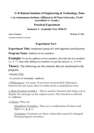 Computer experiments 1^j2^j3^j4^j8^j9. d24 ^j sakshi gawade cs branch | PDF