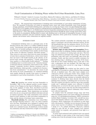 Cp fecal contamination of drinking water within peri urban households%2 ...