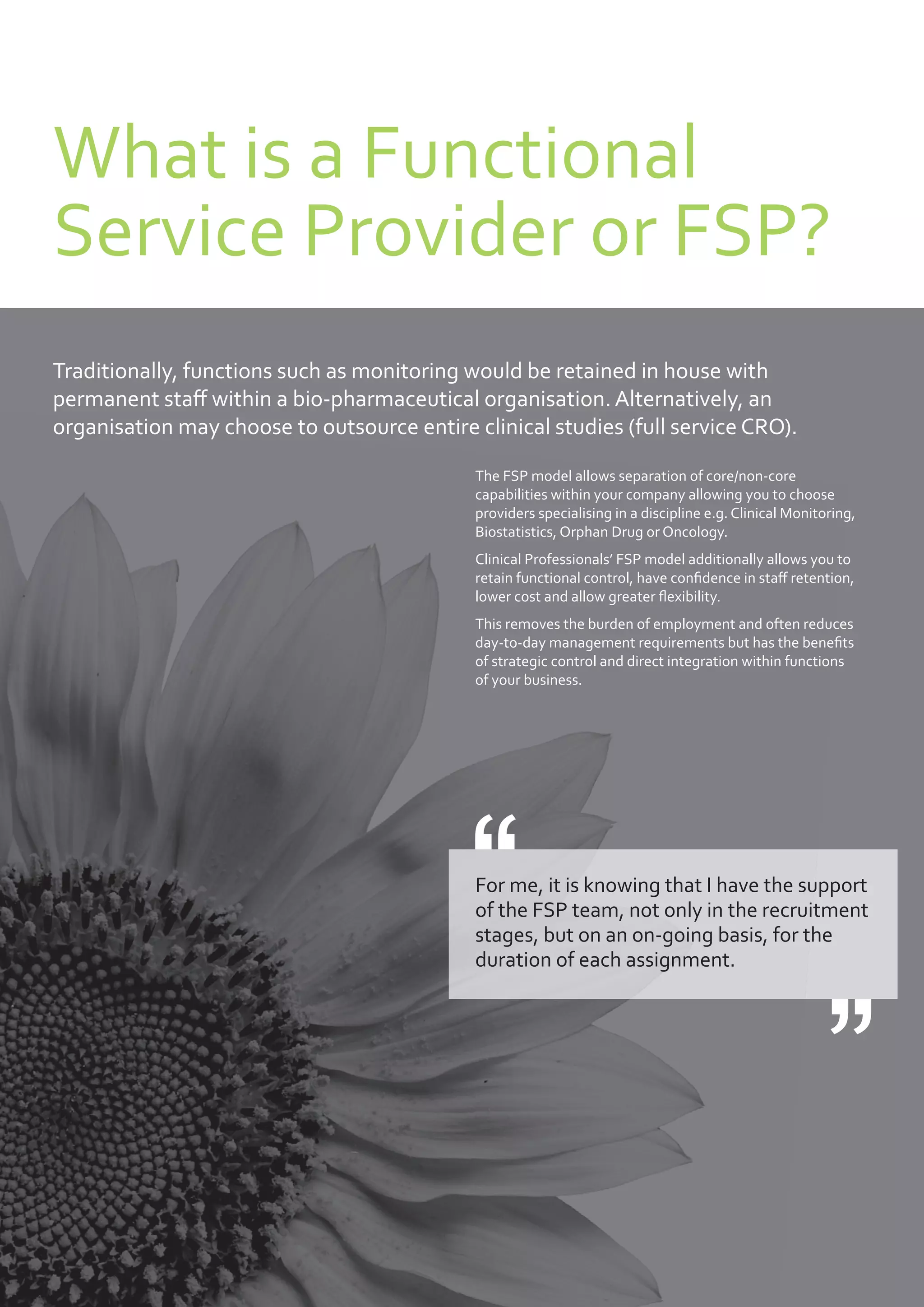 Clinical Professionals Functional Service Provider (FSP) Brochure | PDF