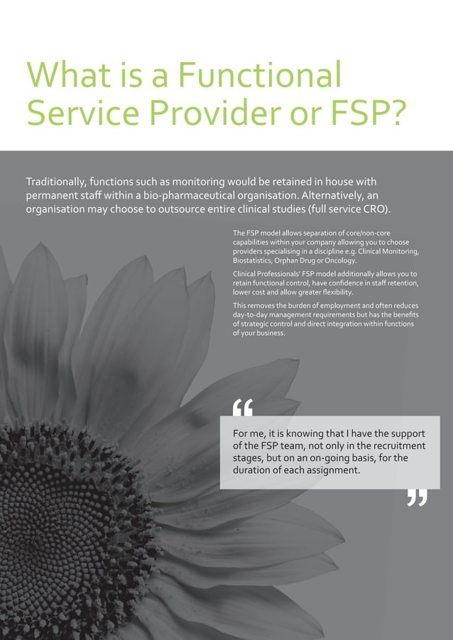 Clinical Professionals Functional Service Provider (FSP) Brochure | PDF | Human Resources | Business