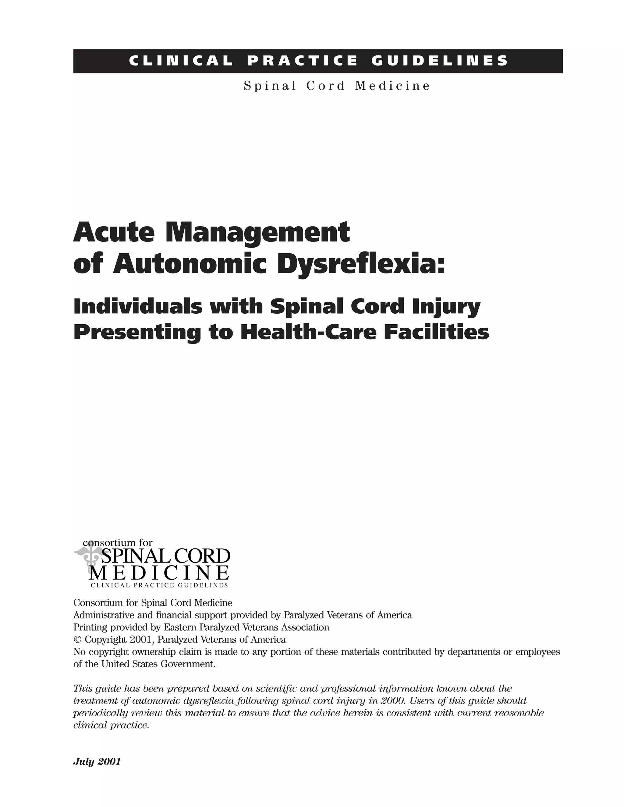 Cpg autonomic dysreflexia | PDF