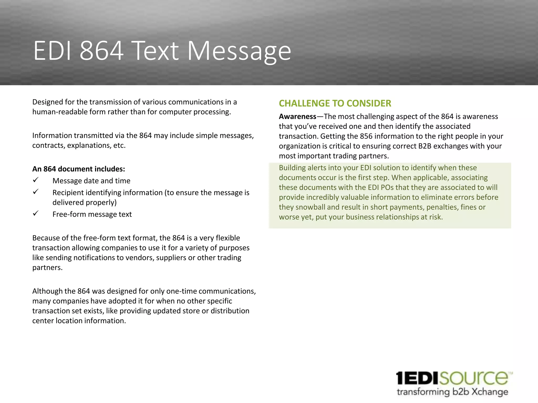 CPG EDI Transaction Cheat Sheet | PPT