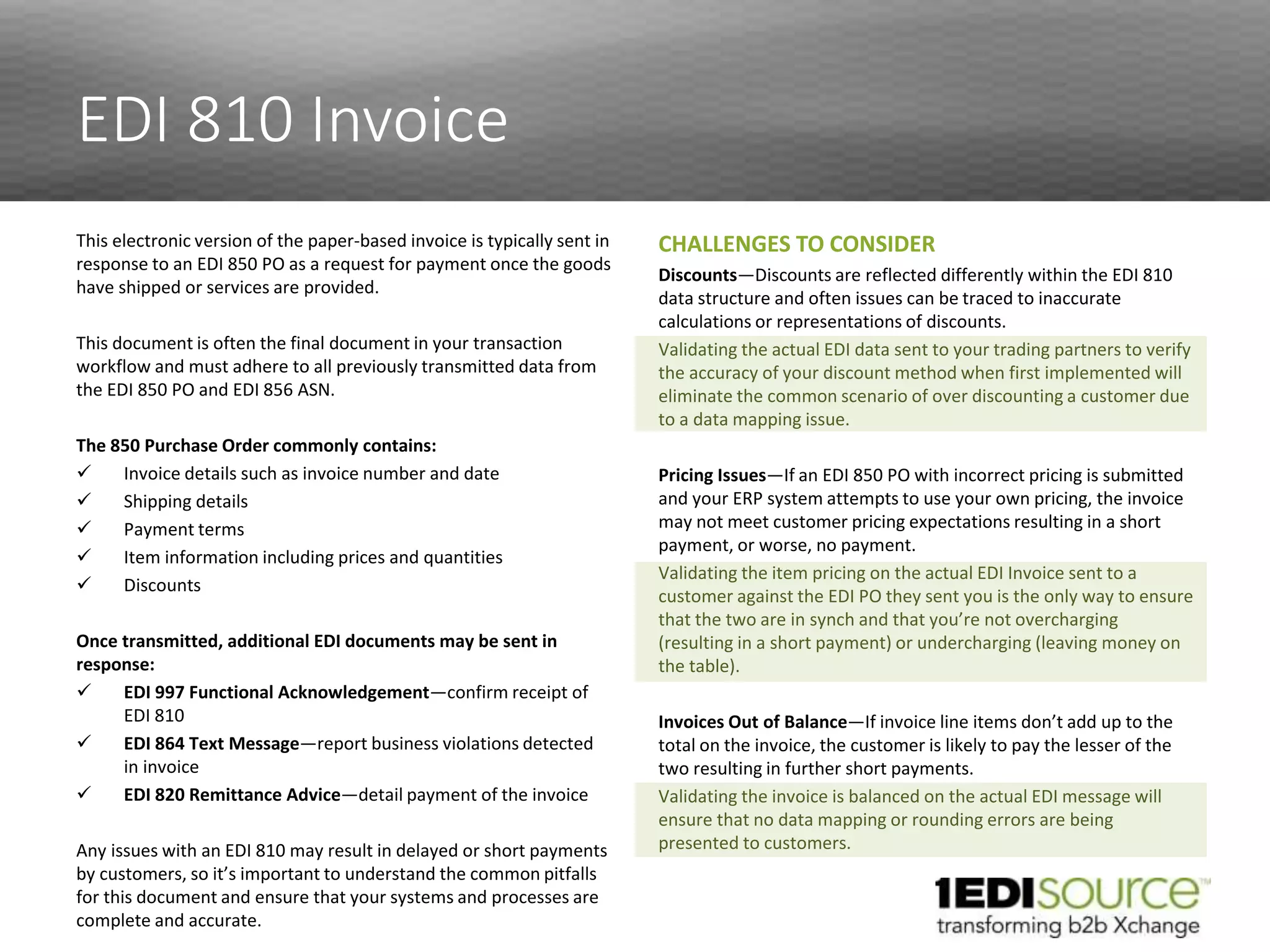 CPG EDI Transaction Cheat Sheet | PPT