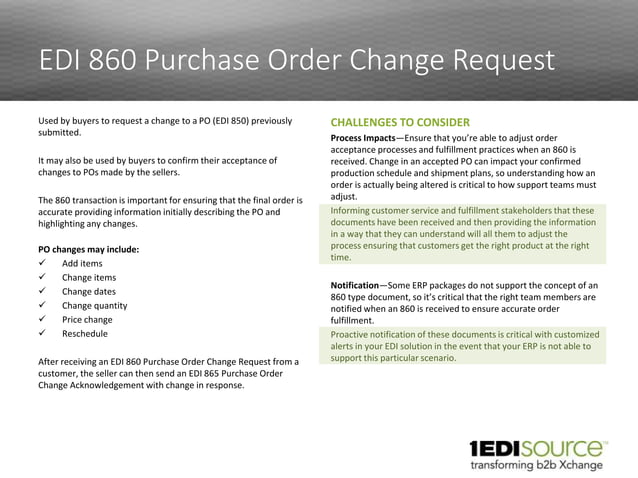 CPG EDI Transaction Cheat Sheet | PPT