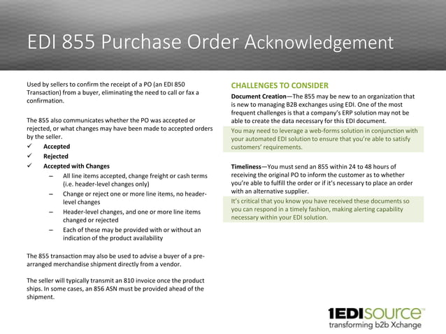 CPG EDI Transaction Cheat Sheet | PPT