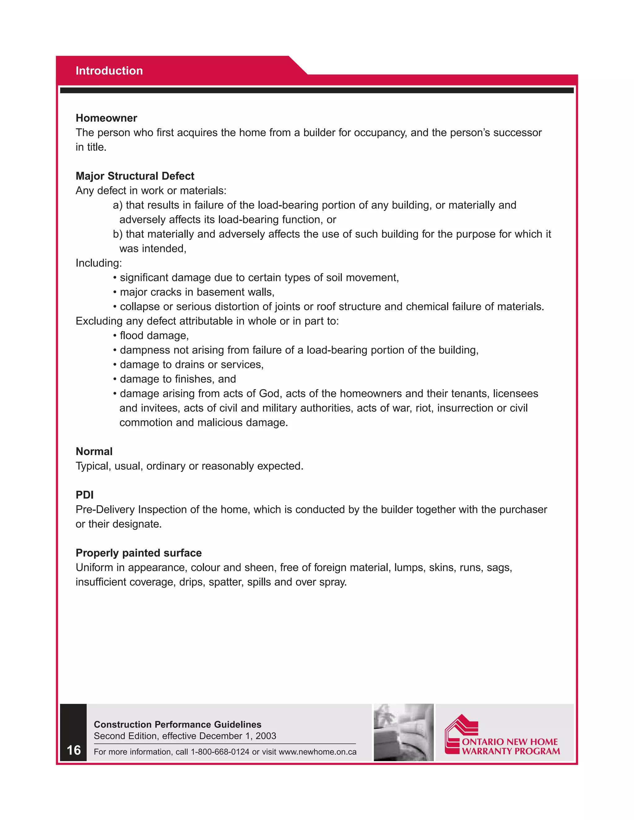 Tarion Construction Guidelines | PDF