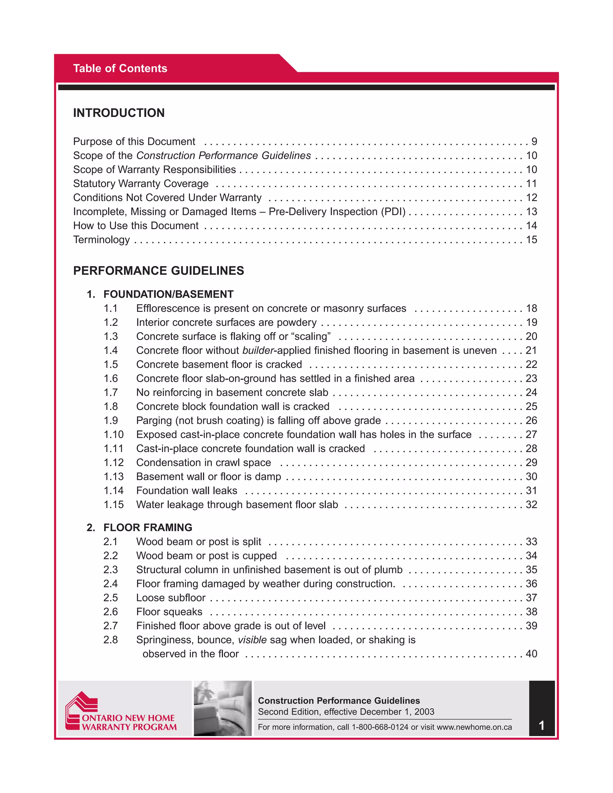 Tarion Construction Guidelines | PDF