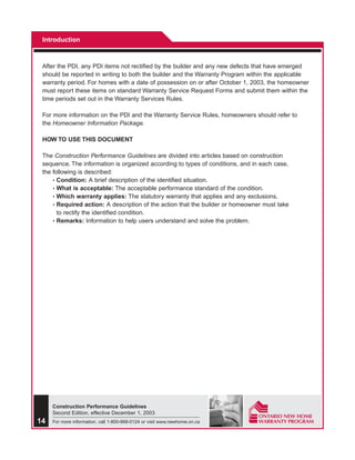 Tarion Construction Guidelines | PDF
