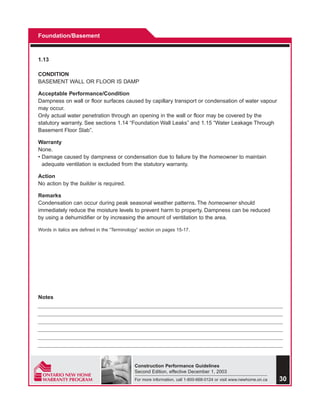 Tarion Construction Guidelines | PDF