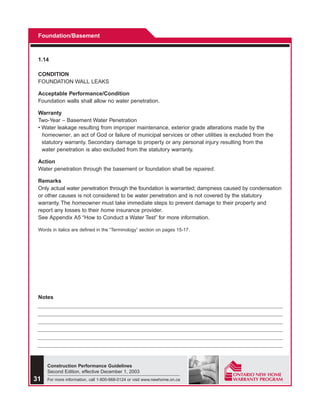 Tarion Construction Guidelines | PDF