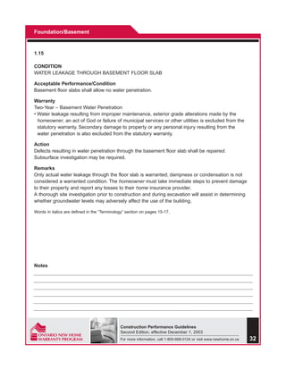 Tarion Construction Guidelines | PDF