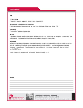 Tarion Construction Guidelines | PDF