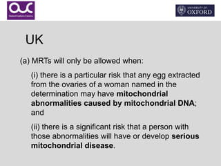 Cesar Palacios-Gonzales, "Regulation and Ethics of MRTs" | PPT