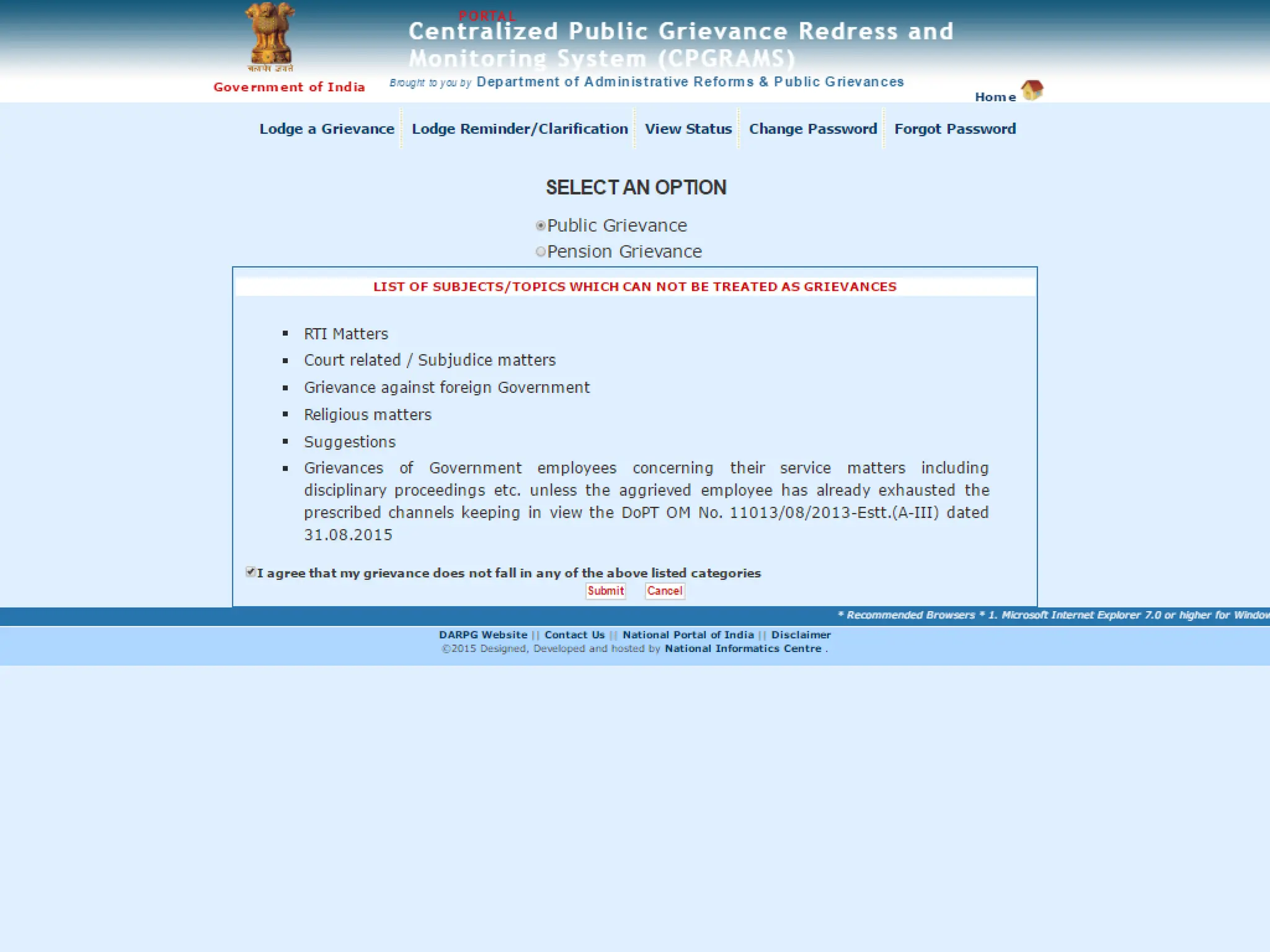 CPGRAMS presentation one public grievenance | PPTX