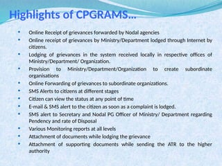 CPGRAMS presentation one public grievenance | PPTX