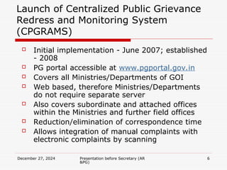 CPGRAMS PG Portal Grievance redressal.ppt