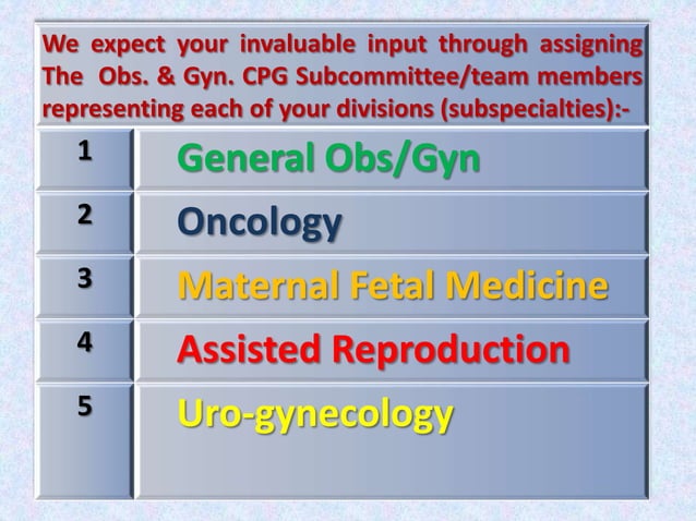Evidence-Based Clinical Practice Guidelines for OBSTETRICS AND GYNECOLOGY | PPTX
