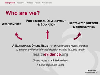 Health-evidence.ca to Healthevidence.org: What's New in Public Health ...