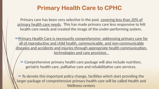 CPHC, primary health care and its details | PPTX