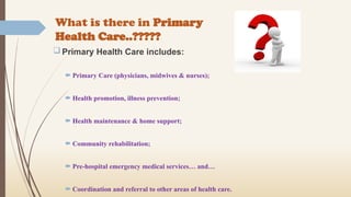 CPHC, primary health care and its details | PPTX