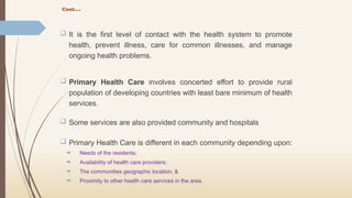 CPHC, primary health care and its details | PPTX