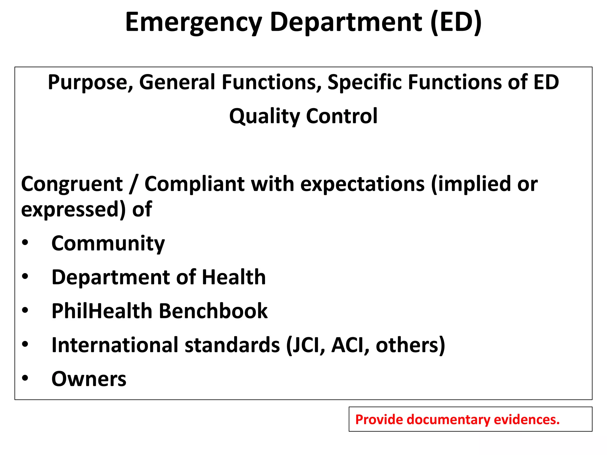 Organization and Management of the Emergency Room of a Hospital | PPTX