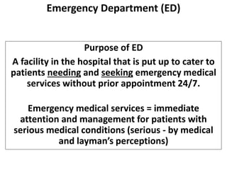 Organization and Management of the Emergency Room of a Hospital | PPTX
