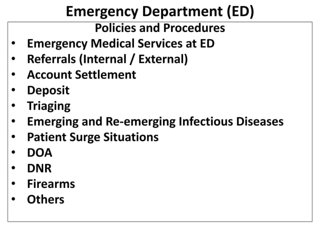 Organization and Management of the Emergency Room of a Hospital | PPTX ...