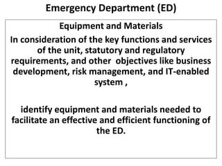 Organization and Management of the Emergency Room of a Hospital | PPTX