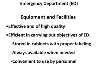 Organization and Management of the Emergency Room of a Hospital | PPTX