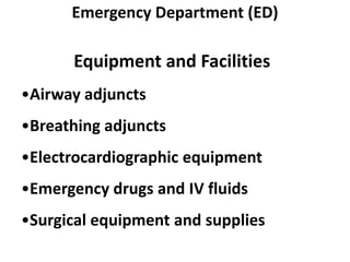 Organization and Management of the Emergency Room of a Hospital | PPTX