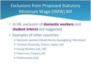 POLS 7050 HKBU/MPA Exclusions from Minimum Wage Legislation | PPT