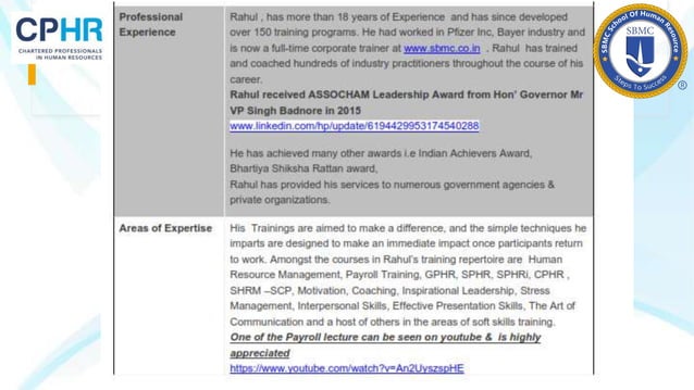 Cphr benefits and recoginisation | PPT