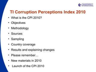 Corruption Perception Index 2010 | PPT