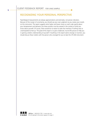 CPI 260 Client Feedback Report | PDF