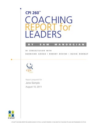 CPI 260 Coaching Report For Leaders | PDF