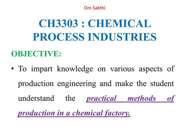 Chemical Process Industries Chemical Engineering | PPT