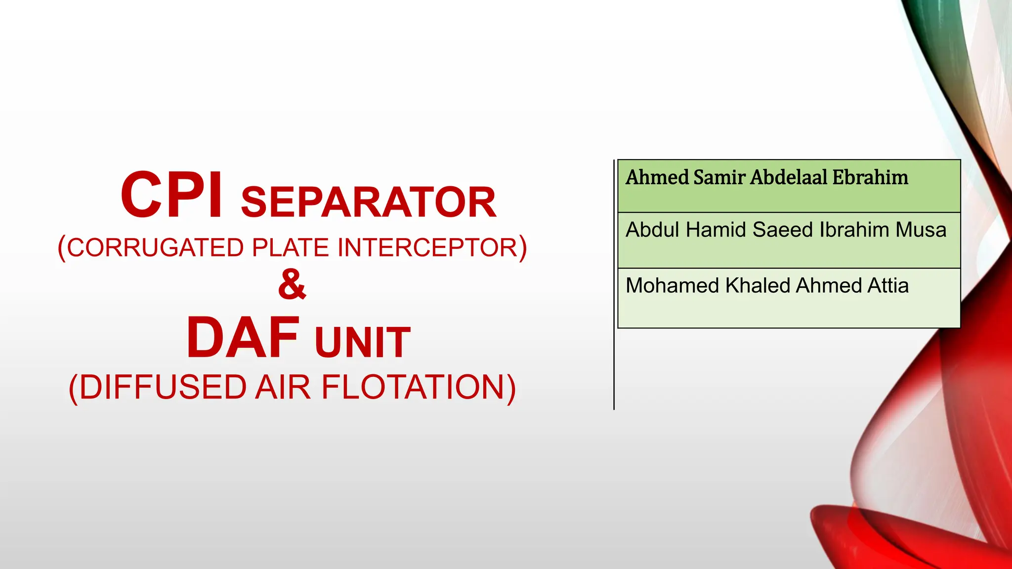 CORRUGATED PLATE INTERCEPTOR and DIFFUSED AIR FLOTATION .pptx