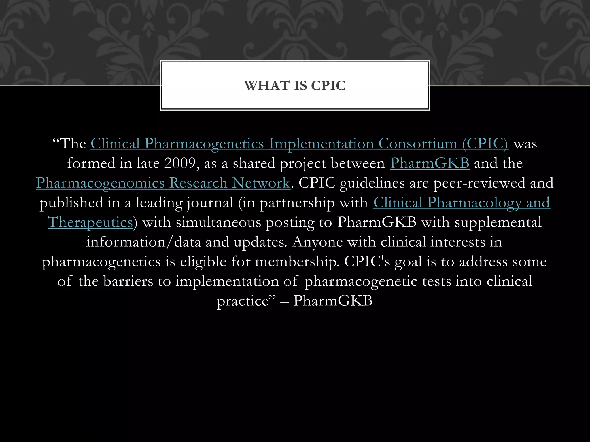 CPIC Guidelines | PPTX
